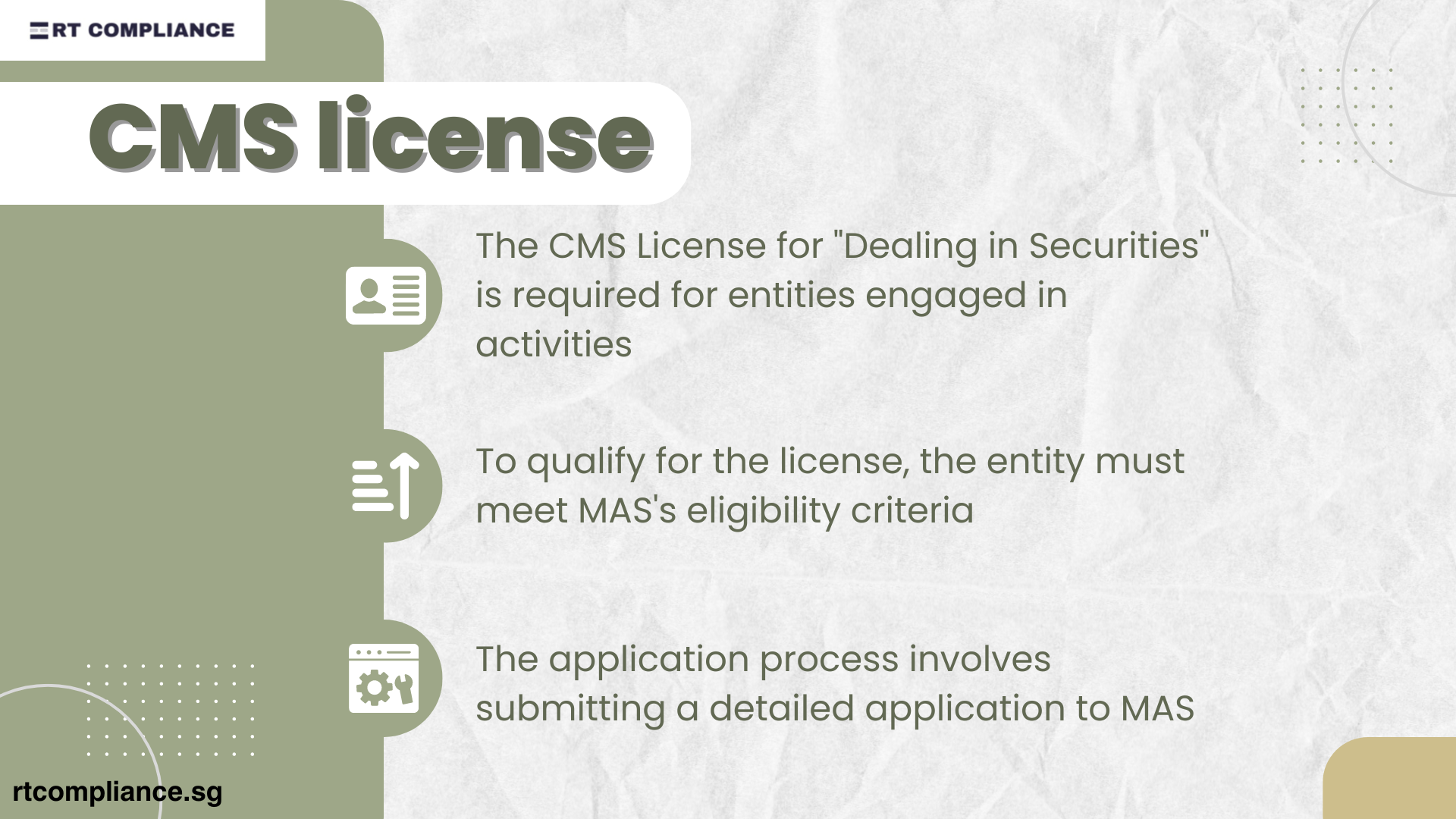 CMS License for Corporate Finance in Singapore | RT Compliance